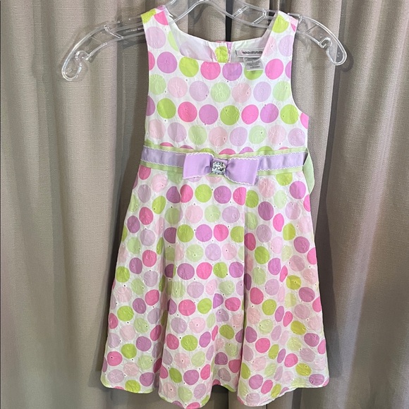 Youngland | Dresses | Youngland Polka Dot Dress With Bow Pink Green ...